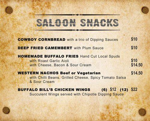 Menu at Cowboy Jacks BBQ, Lower Hutt