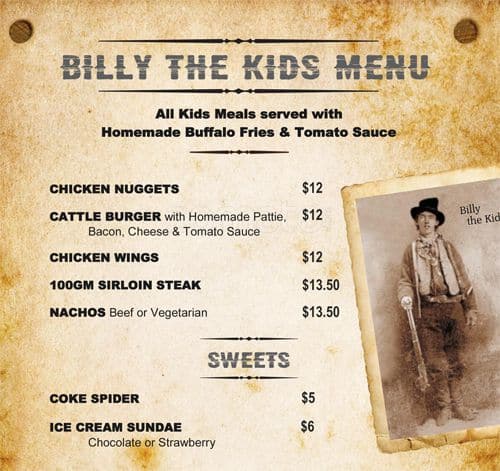 Menu at Cowboy Jacks BBQ, Lower Hutt