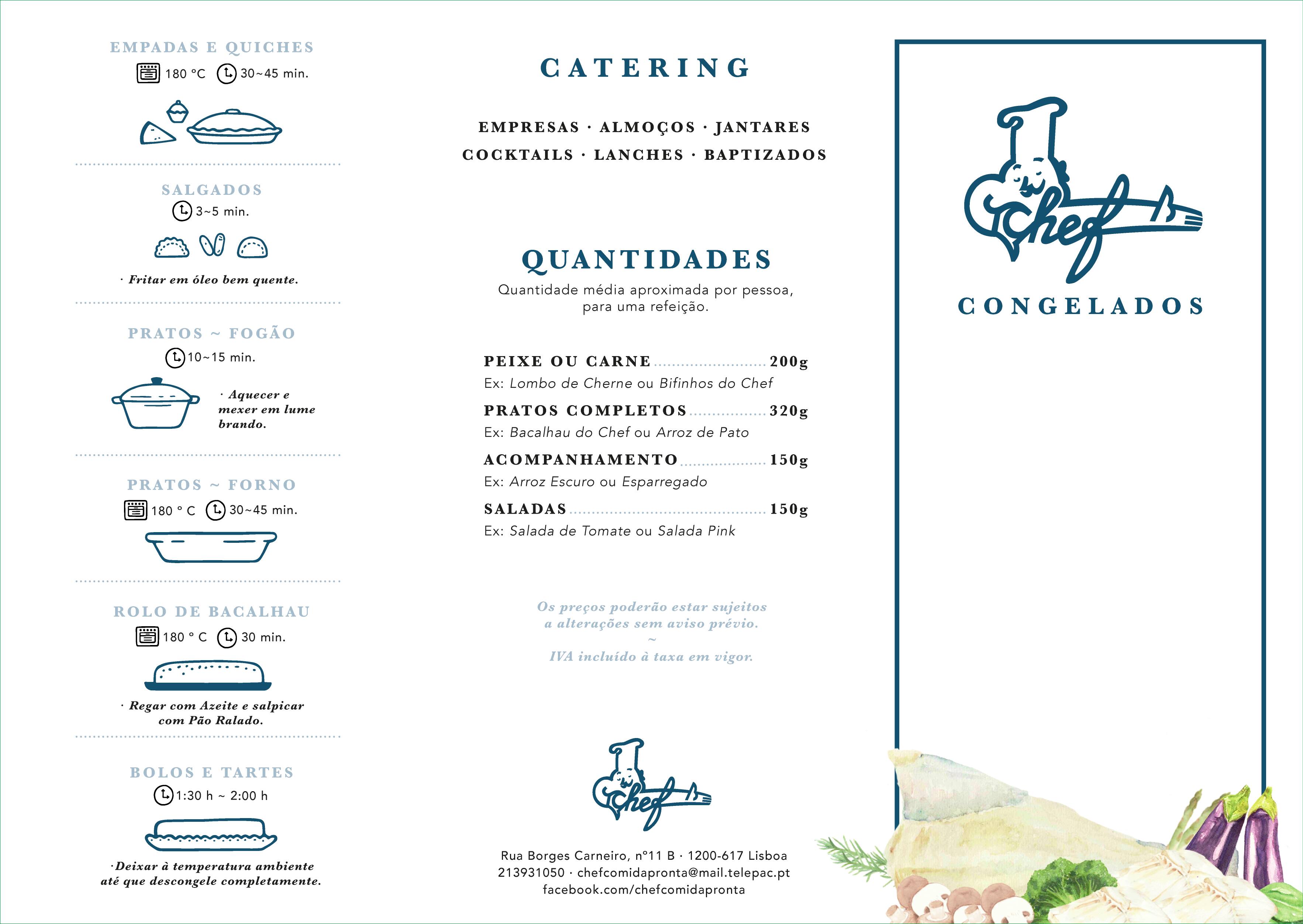 Menu em Chef Comida Pronta restaurante de fast food, Lisboa