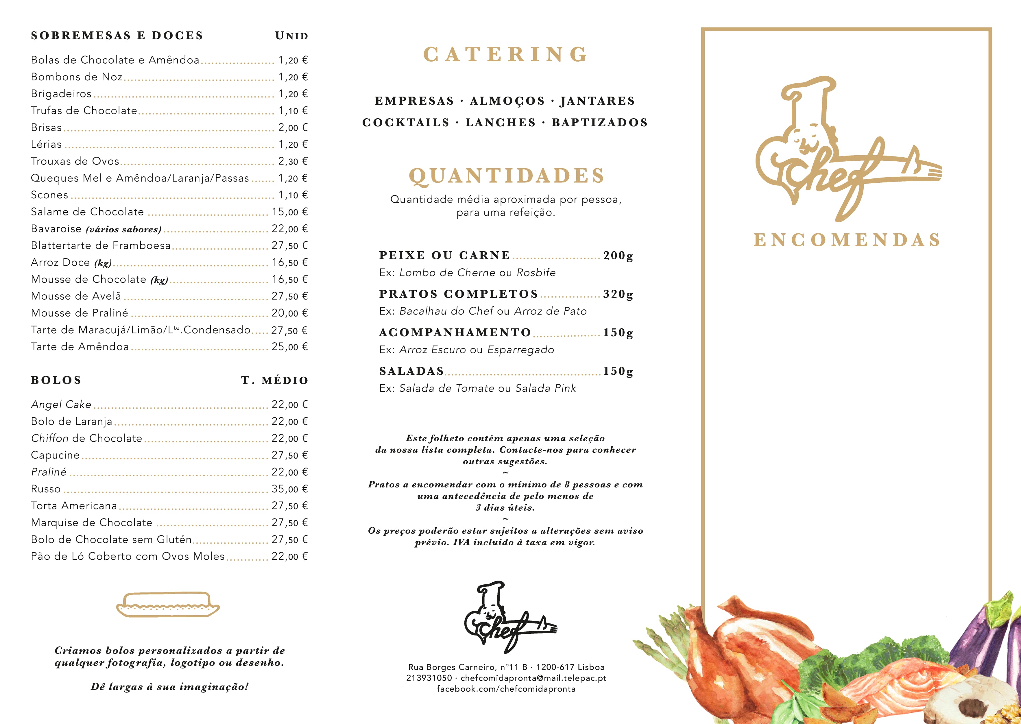 Menu em Chef Comida Pronta restaurante de fast food, Lisboa