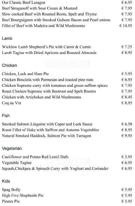 Menu at Butlers Pantry desserts, Dublin