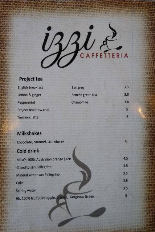 Menu at Izzi Cafeteria, Heidelberg