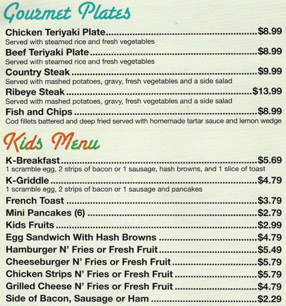 Menu at Tj's Cafe, Martinez, Pacheco Blvd