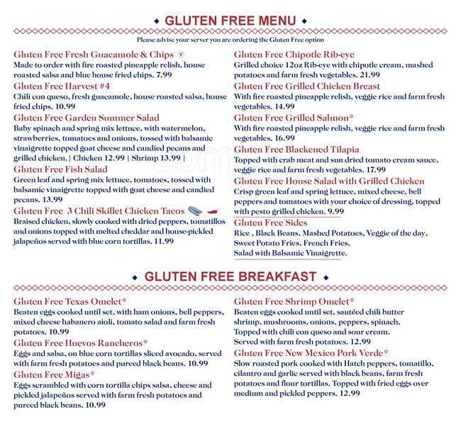 Menu at Blue Corn Harvest Bar & Grill, Cedar Park