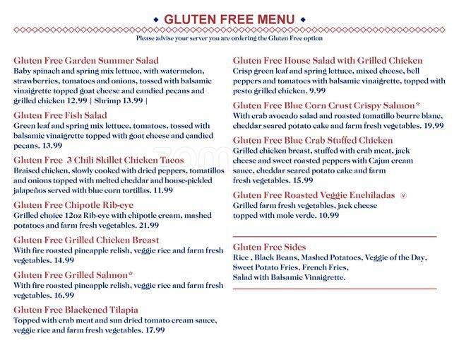 Menu at Blue Corn Harvest Bar & Grill, Cedar Park