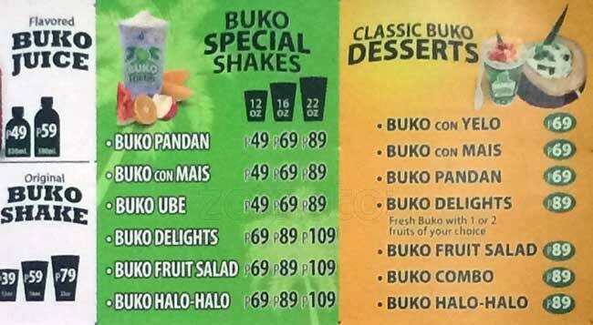 Buko ni Fruitas Menu, Menu for Buko ni Fruitas, Masinag, Rizal - Zomato ...