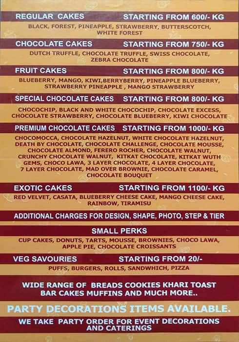 Menu at The Bake Shop, Mumbai, Unit No 1 & 2, Reliable Compound ...