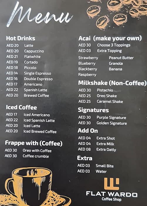 Menu of Flat Wardo, Al Awir & Beyond, Dubai