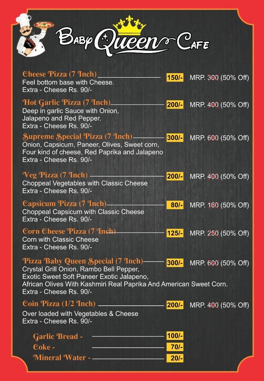 Menu at Baby Queen Cafe, Indore, LM/19