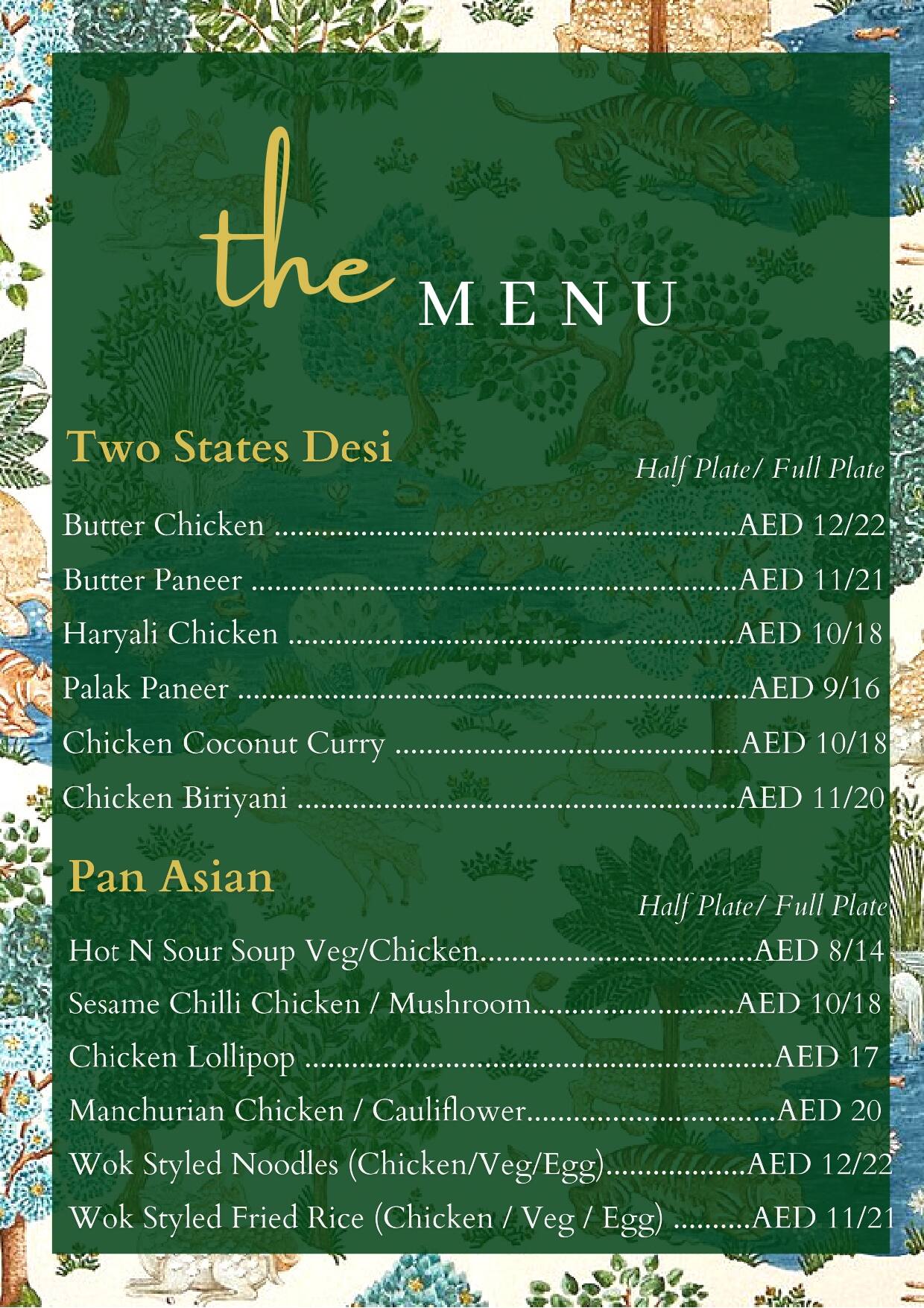Menu of Nature Tree, Abu Shagara, Sharjah