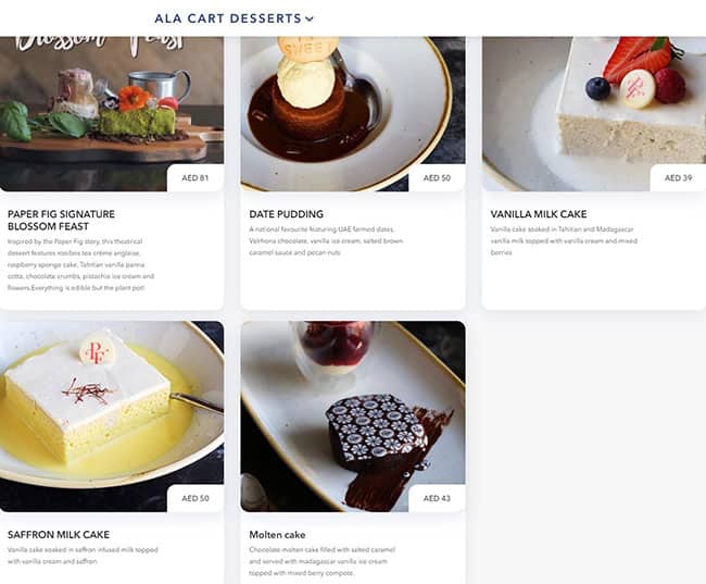 Menu at Paper Fig Restaurant & Dessert Shop, Sharjah