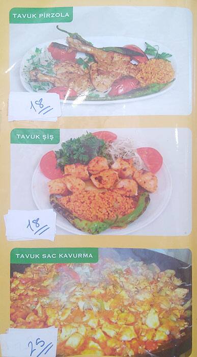Menu at Uludağ Bursa Kebap, Istanbul
