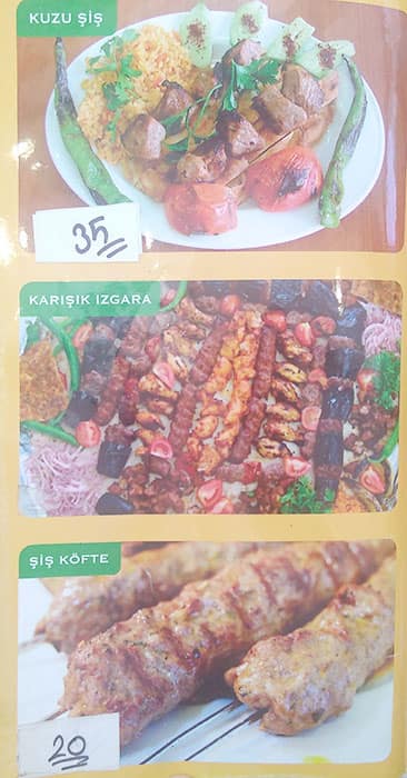 Menu at Uludağ Bursa Kebap, Istanbul