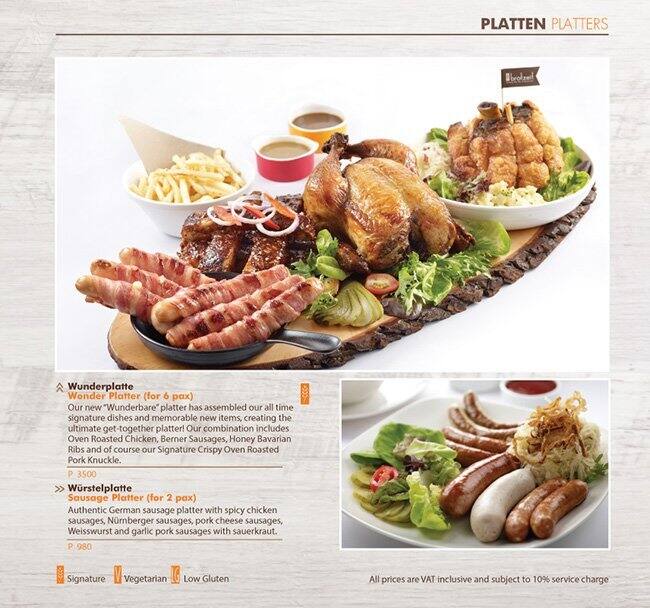Menu at Brotzeit BGC pub & bar, Taguig