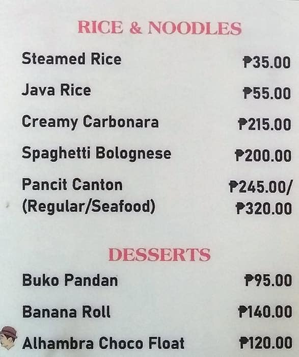 Menu at Alhambra Grill & Restaurant, Quezon City