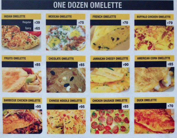 Menu at Egg Stop, Aluva