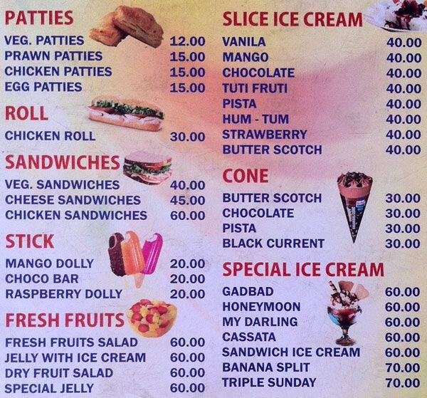 Prerna Premier Ice Cream Menu, Menu for Prerna Premier Ice Cream ...