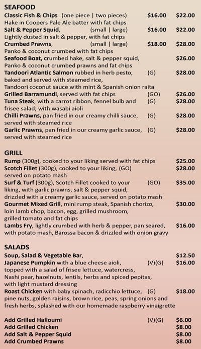 Menu at Sailmaster Tavern pub & bar, North Haven, 16 Arcadia Ct