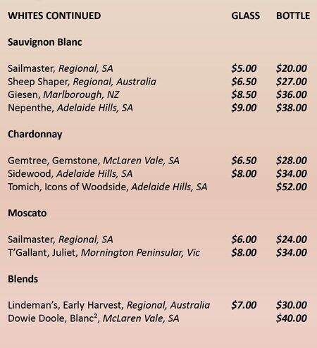 Menu at Sailmaster Tavern pub & bar, North Haven, 16 Arcadia Ct