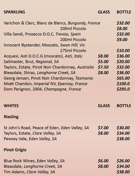 Menu at Sailmaster Tavern pub & bar, North Haven, 16 Arcadia Ct