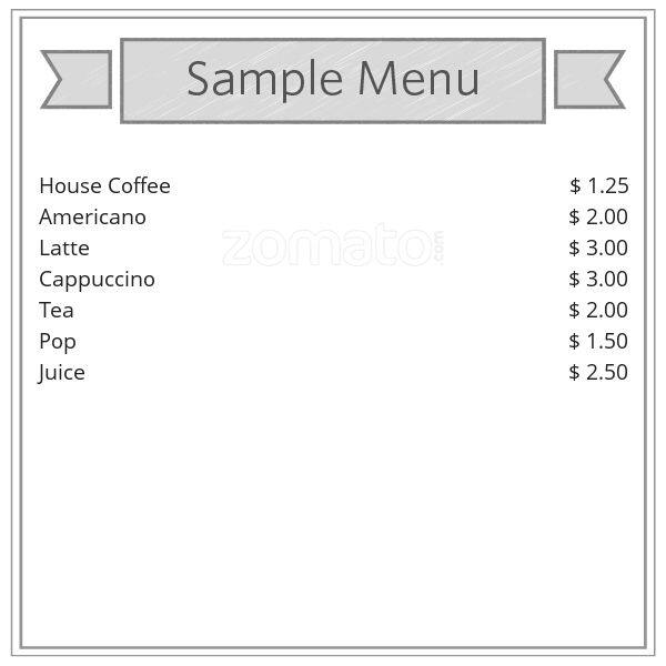 Menu at Cafe Espoir, Burnaby