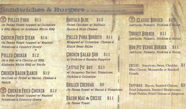 Menu at HOG PIT NYC pub & bar, New York City, 37 B W 26th St