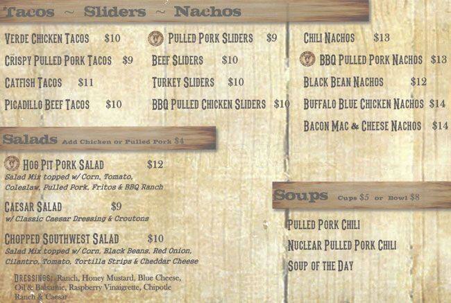Menu at HOG PIT NYC pub & bar, New York City, 37 B W 26th St