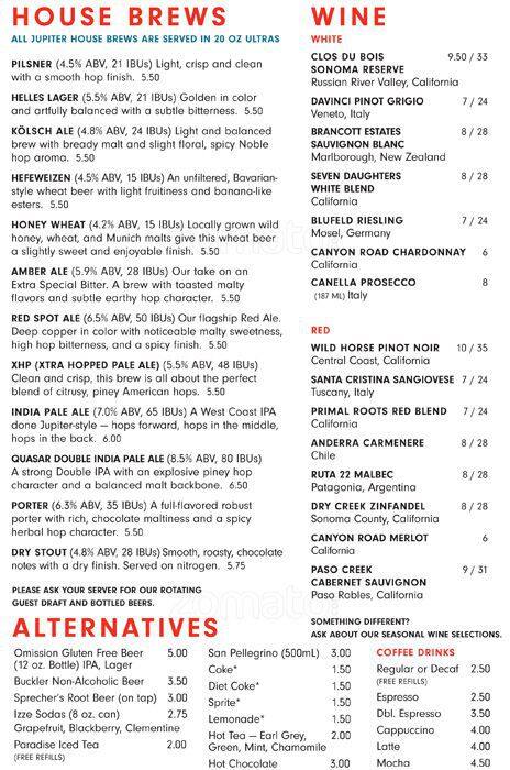 Jupiter Menu, Menu for Jupiter, Berkeley, Berkeley - Urbanspoon/Zomato