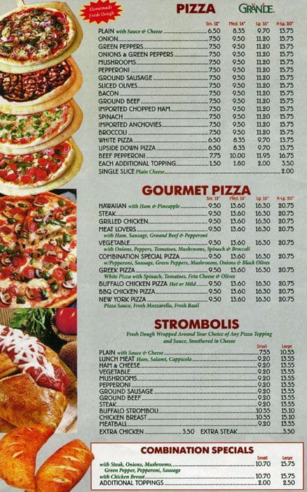 Menu at Queen of Pizza pizzeria, Darby