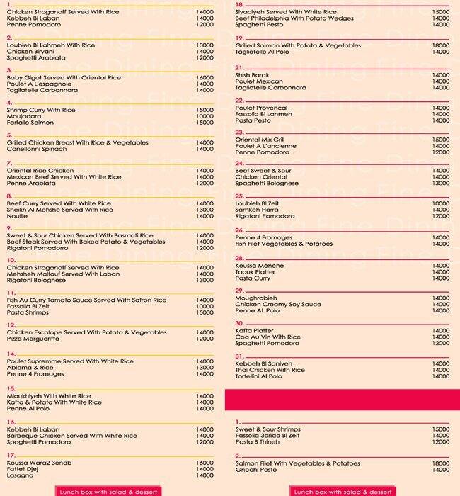 Mini Cuisine Menu, Menu for Mini Cuisine, Badaro, Beirut District ...