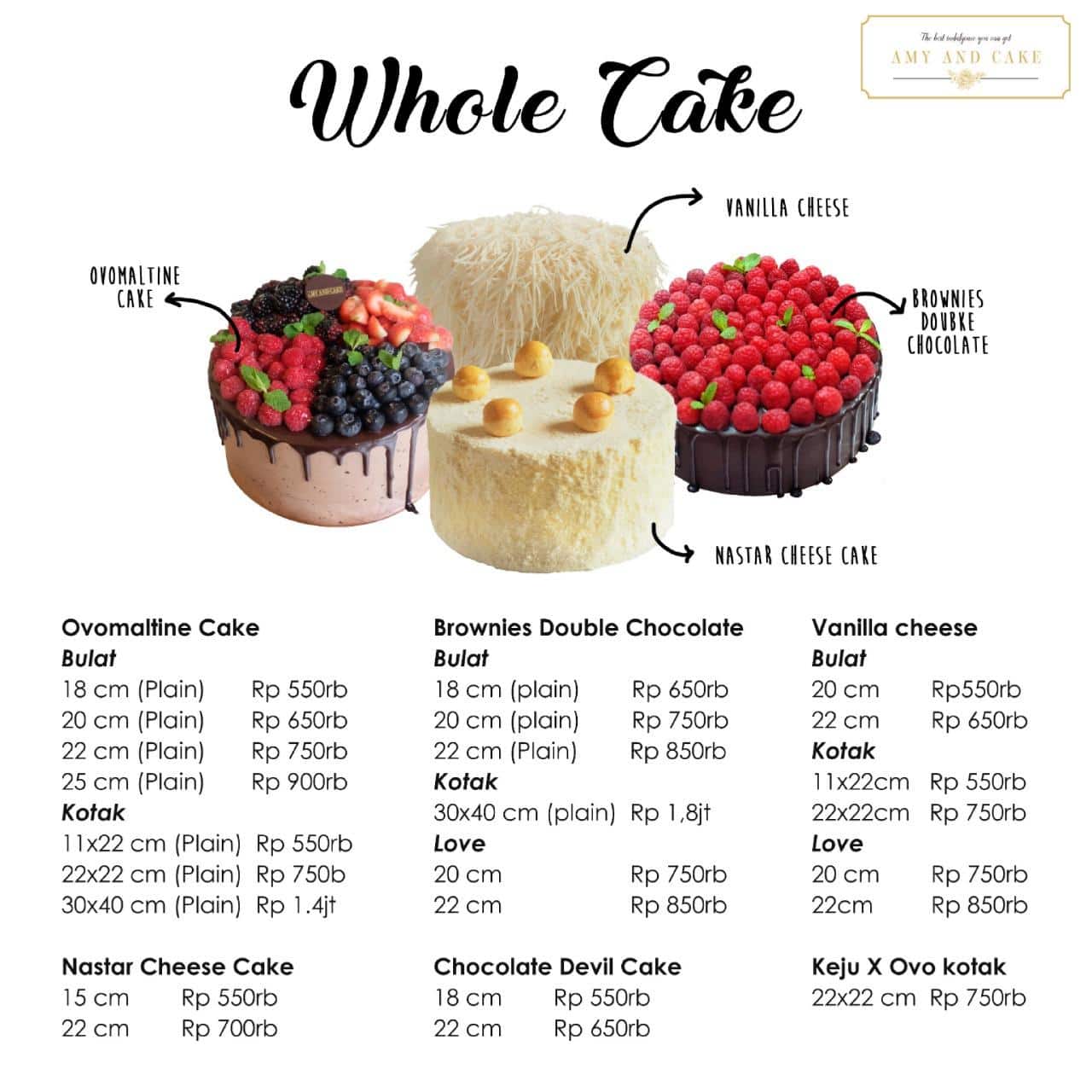 Menu at Amy And Cake (Head Office), South Jakarta, 2 Jalan Warga No.88 ...