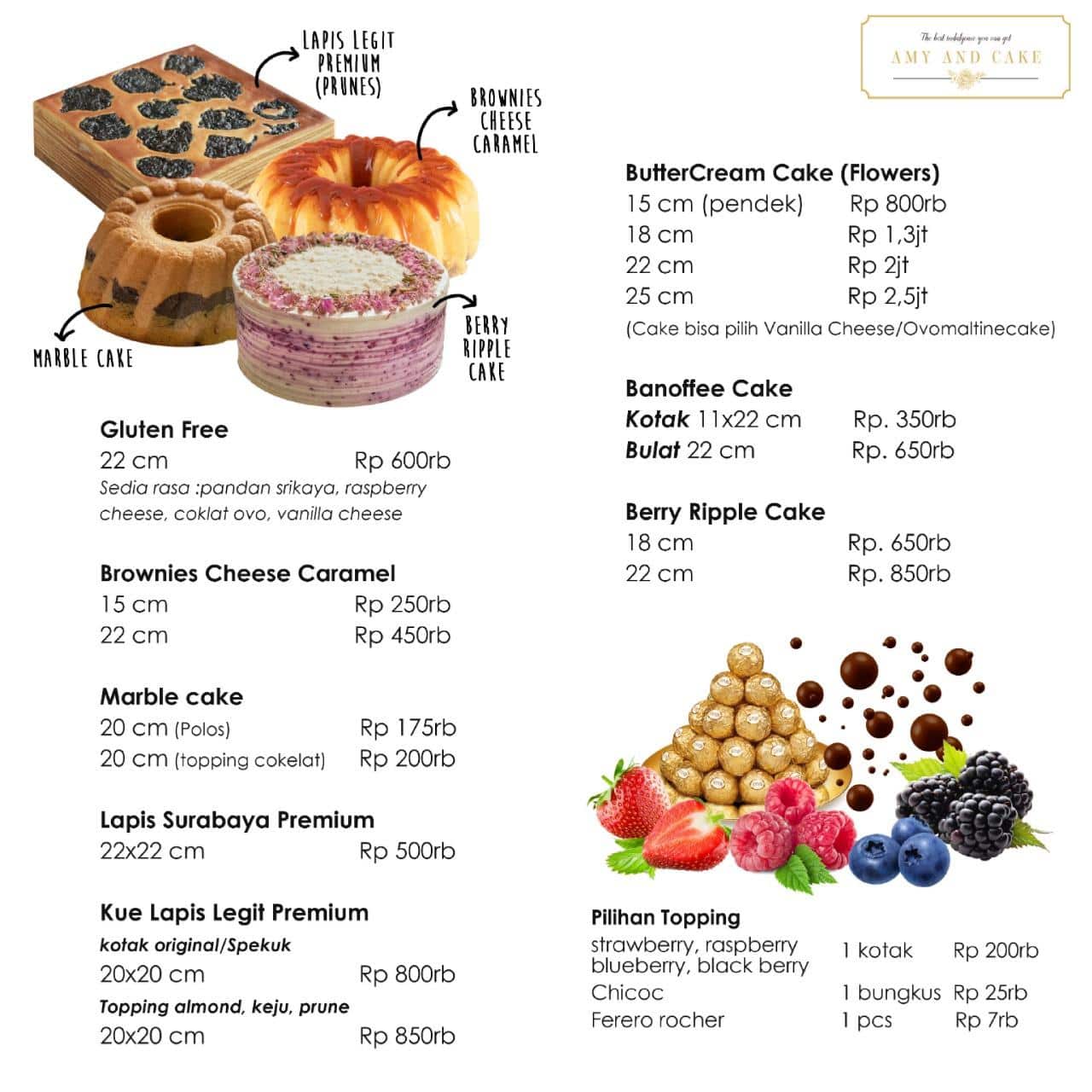 Menu at Amy And Cake (Head Office), South Jakarta, 2 Jalan Warga No.88 ...