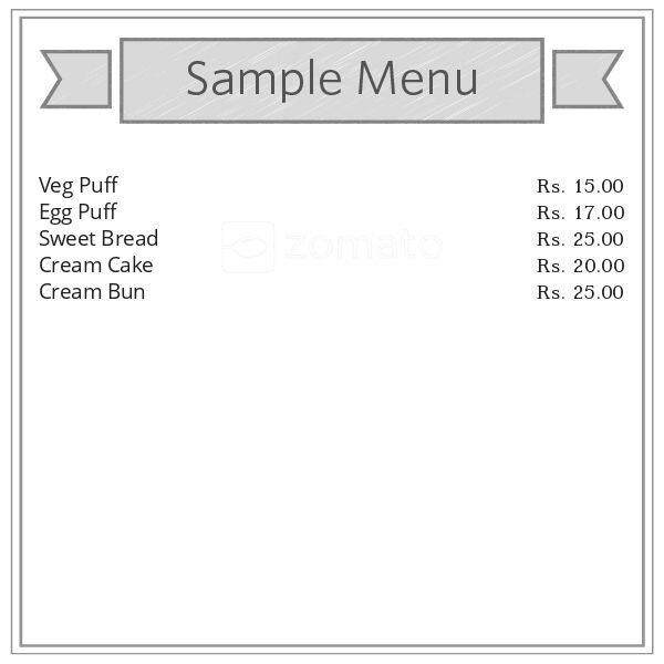 Menu of Tamil Bakery, Periyar, Madurai
