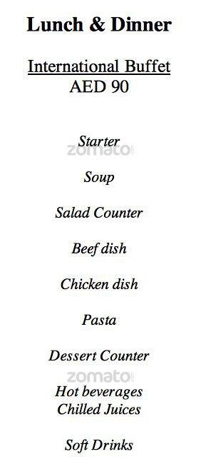 Menu at Atrium Coffee Shop restaurant, Dubai