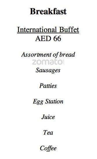 Menu at Atrium Coffee Shop restaurant, Dubai