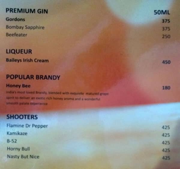 Menu at Opal Lounge, Dehradun, International Trade Centre
