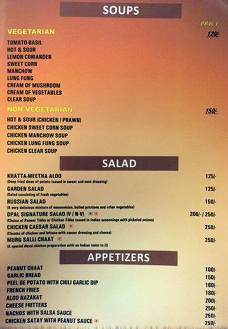 Opal Lounge Menu, Menu for Opal Lounge, Chukkuwala, Dehradun - Zomato