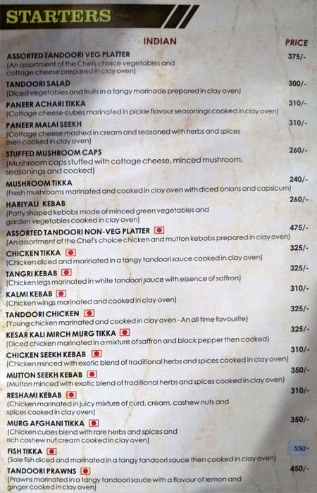 Menu at Opal Lounge, Dehradun, International Trade Centre