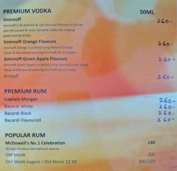 Menu at Opal Lounge, Dehradun, International Trade Centre