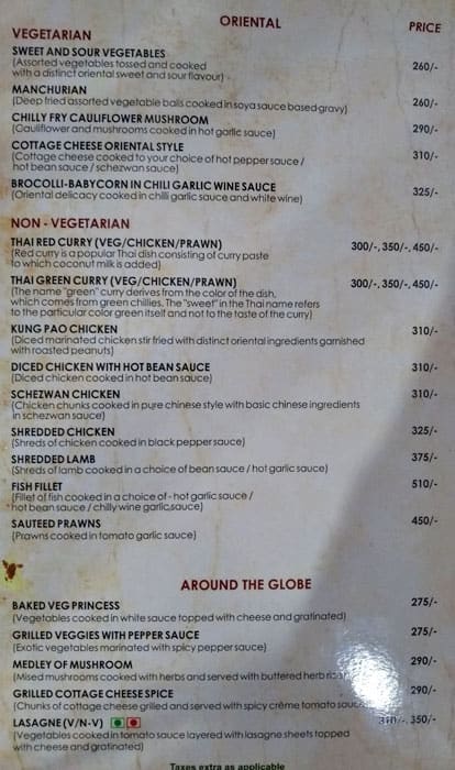 Menu at Opal Lounge, Dehradun, International Trade Centre