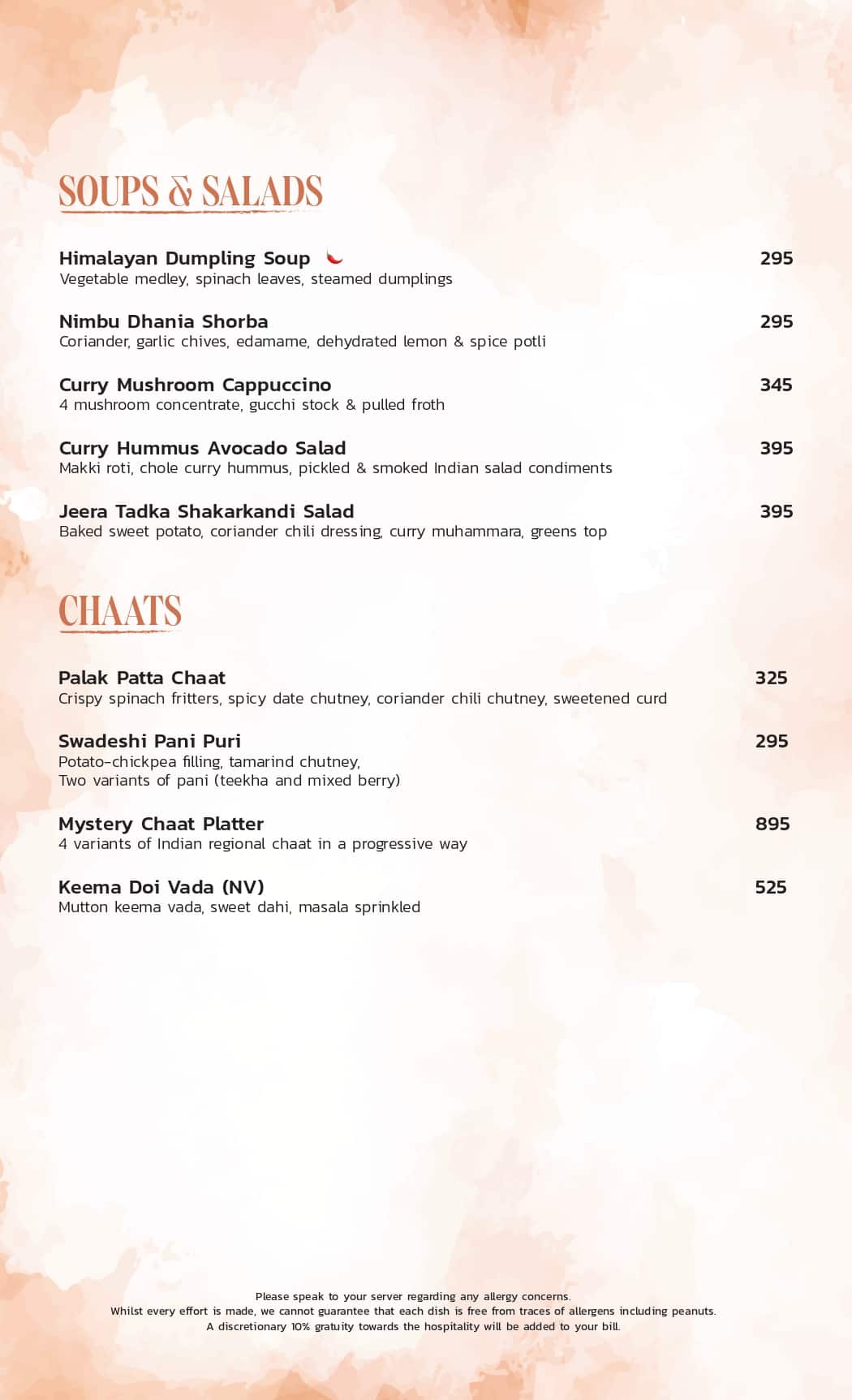 Menu of Dana Choga, Sector 43, Gurgaon