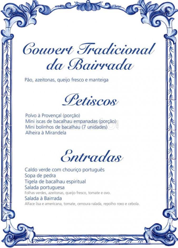 Menu em Rancho Português restaurante, São Paulo