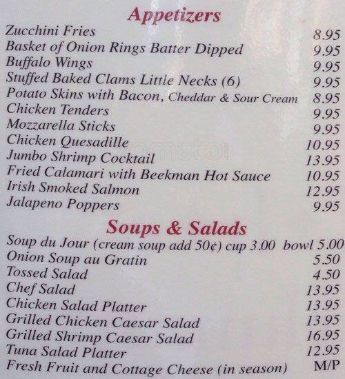 Menu at Beekman Pub, New York City