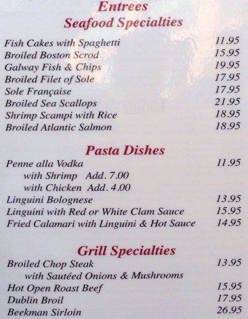 Menu at Beekman Pub, New York City