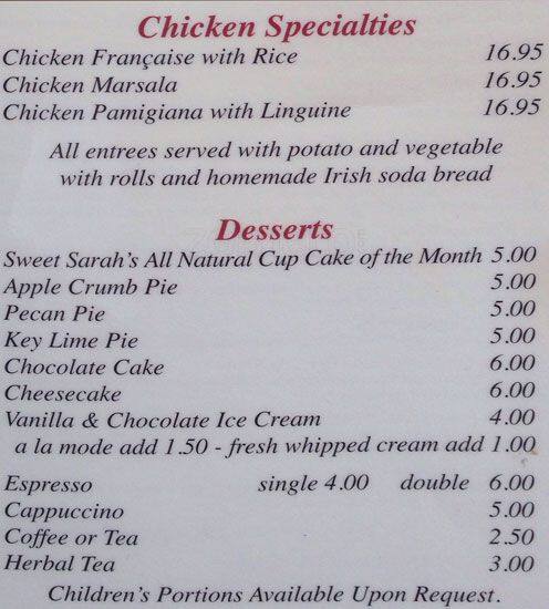 Menu at Beekman Pub, New York City