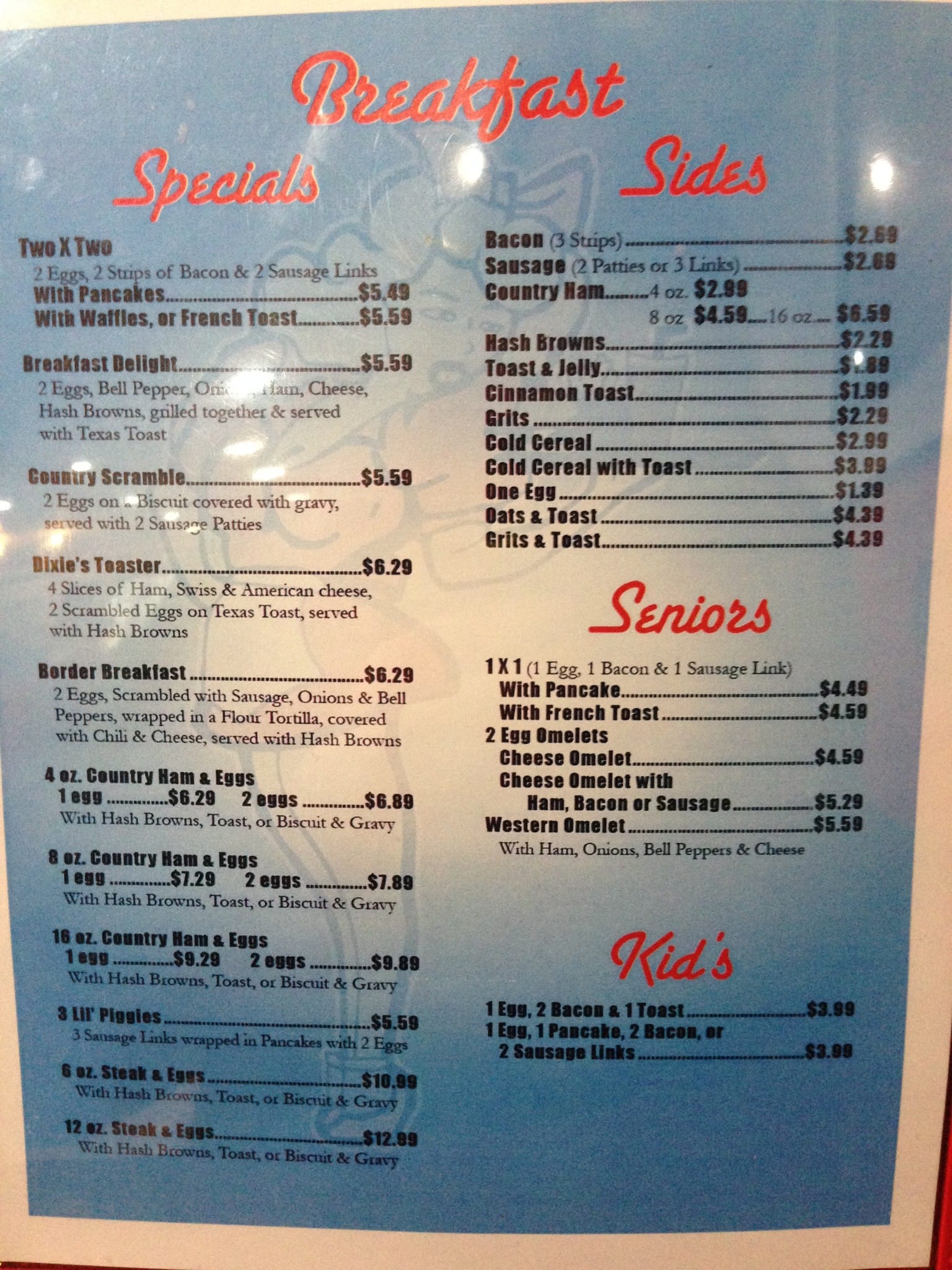 Menu at All American Diner restaurant, Midwest City, 212 S Air Depot Blvd