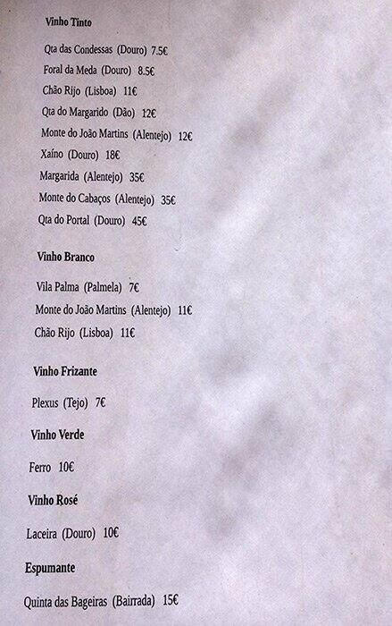 Menu at SANTA PAUSA cafe, Lisbon, Rua de São João da Mata