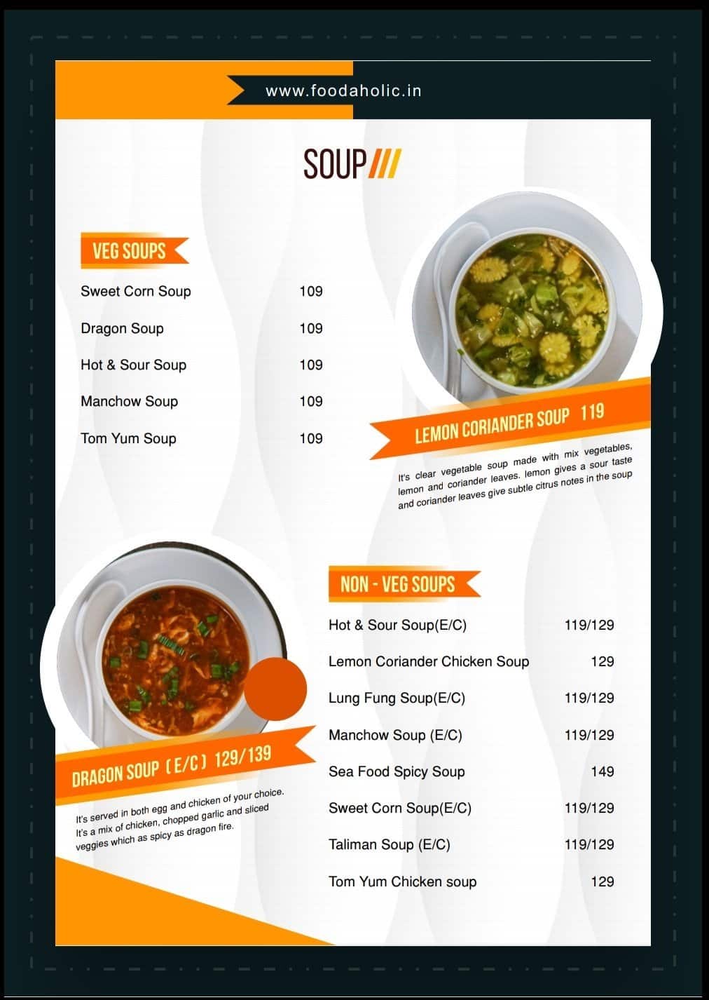Menu of Foodaholic, Kanchipuram District, Chennai