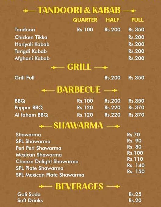 Menu at Madurai Ammachi Mess, Chennai