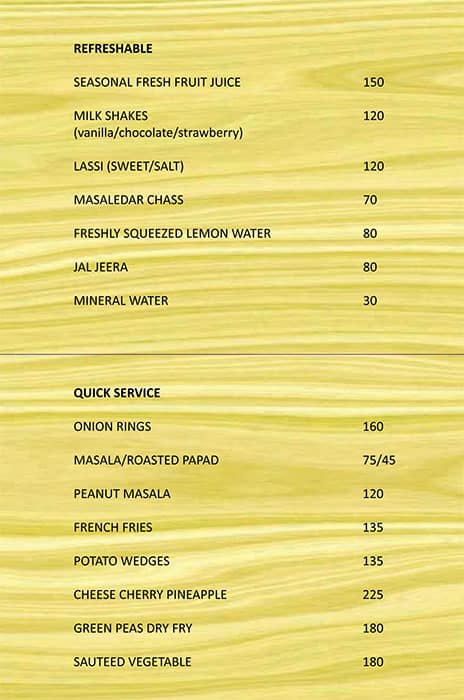 Menu of Ocean Pearl Hotels, Sattur, Dharwad